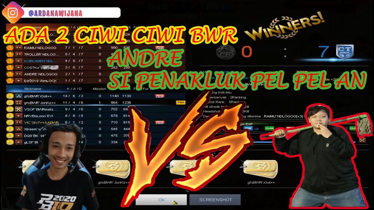 WAR VS ANDRE POCONG || AJAK 2 CIWI BWR || KARMA PISO PAK AYAP - YouTube