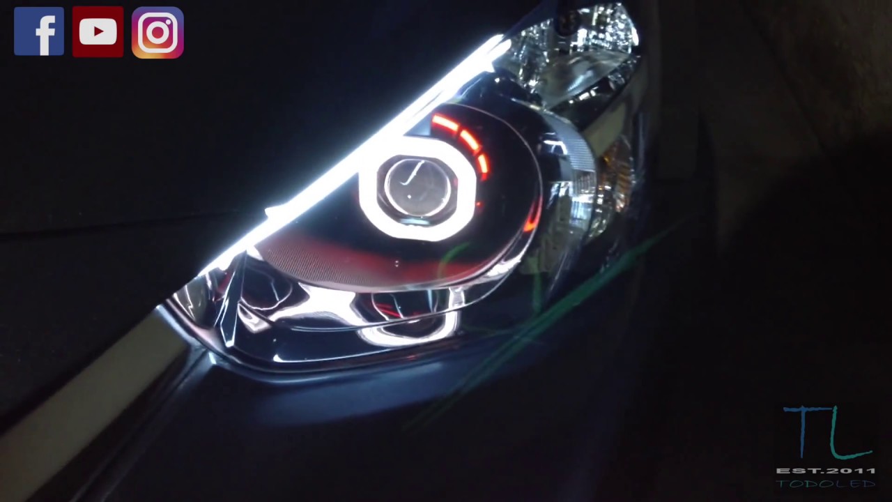 RETROFIT HEADLIGHTS MAZDA 2 TODOLED / PROJECTOR BI-XENON DRL - YouTube