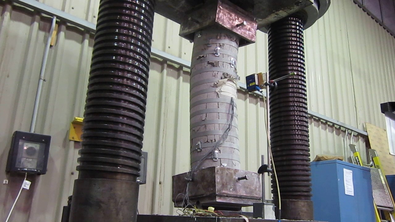 Circularized columns strengthened with steel straps under eccentric load - YouTube