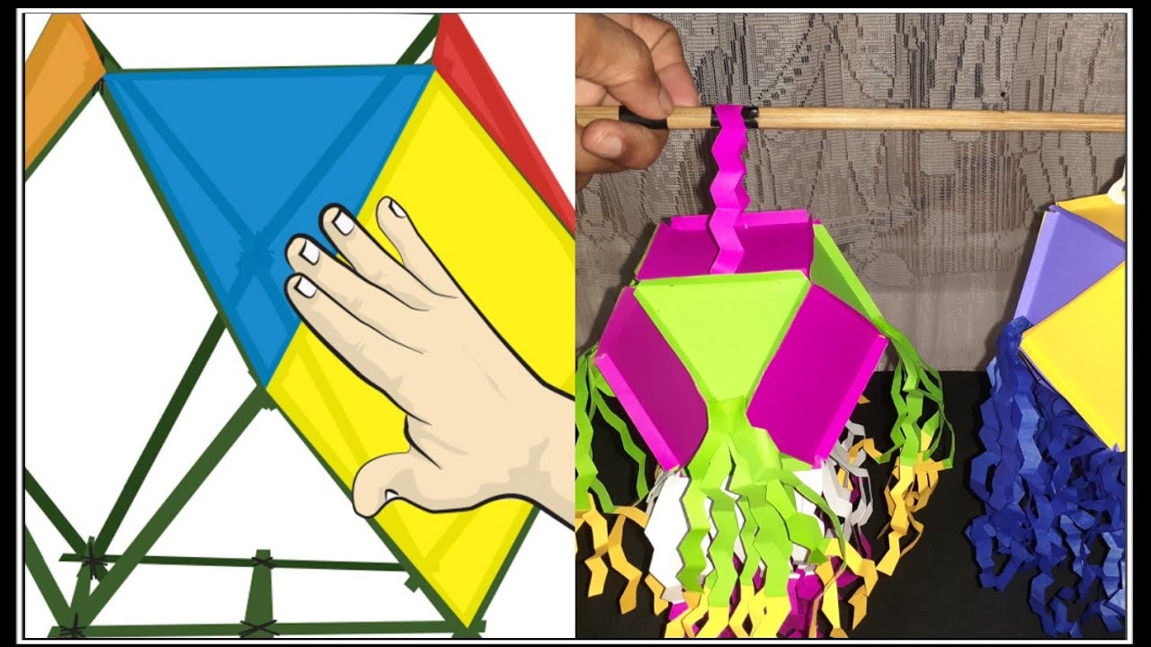 How to make the wesak lantern with paper crafts for kids / වෙසක් කූඩු ...