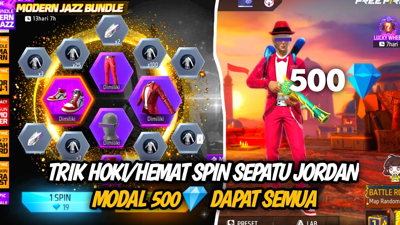 GUA NYOBAIN SPIN SEPATU JORDAN FF DI AKUN KECIL 500 💎 DAPAT SEMUA🤣 ...