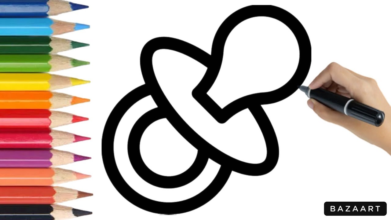 How to Draw and Color a Pacifier for Kids and Toddlers#pacifier # ...