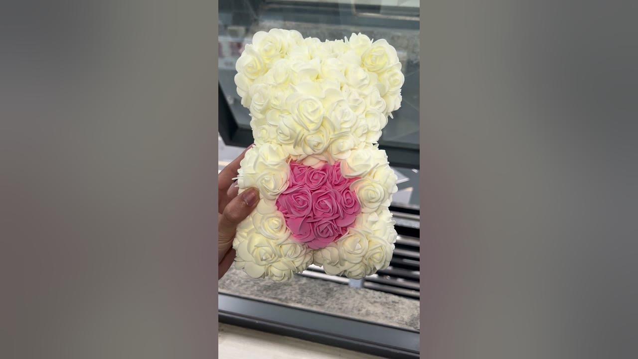 Adorable $3 rose bears, perfect valentine's gifts! #rosebear #pinkroses - YouTube