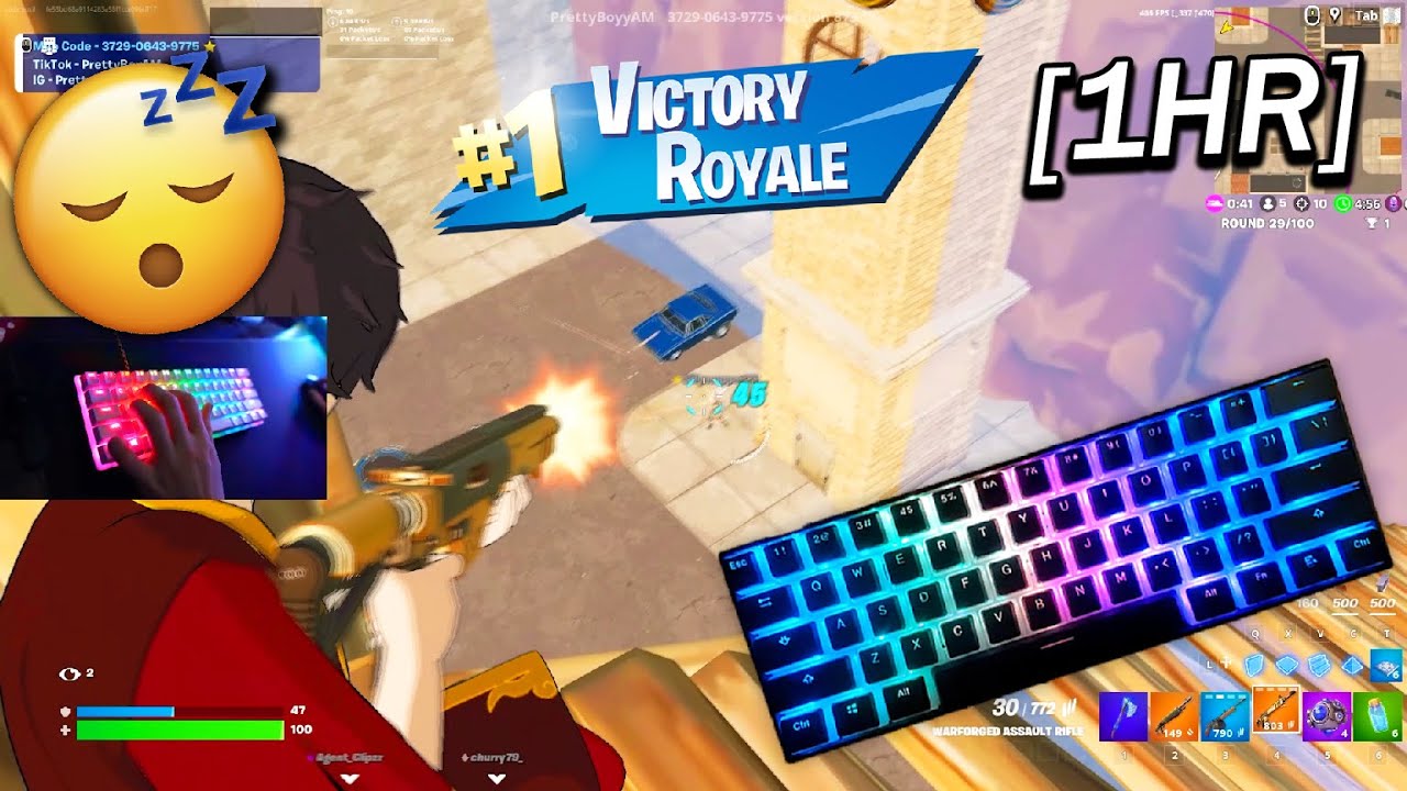 [1 HOUR] Chill & Sleepy Mechanical Keyboard ASMR Sounds😴Fortnite 4K ...