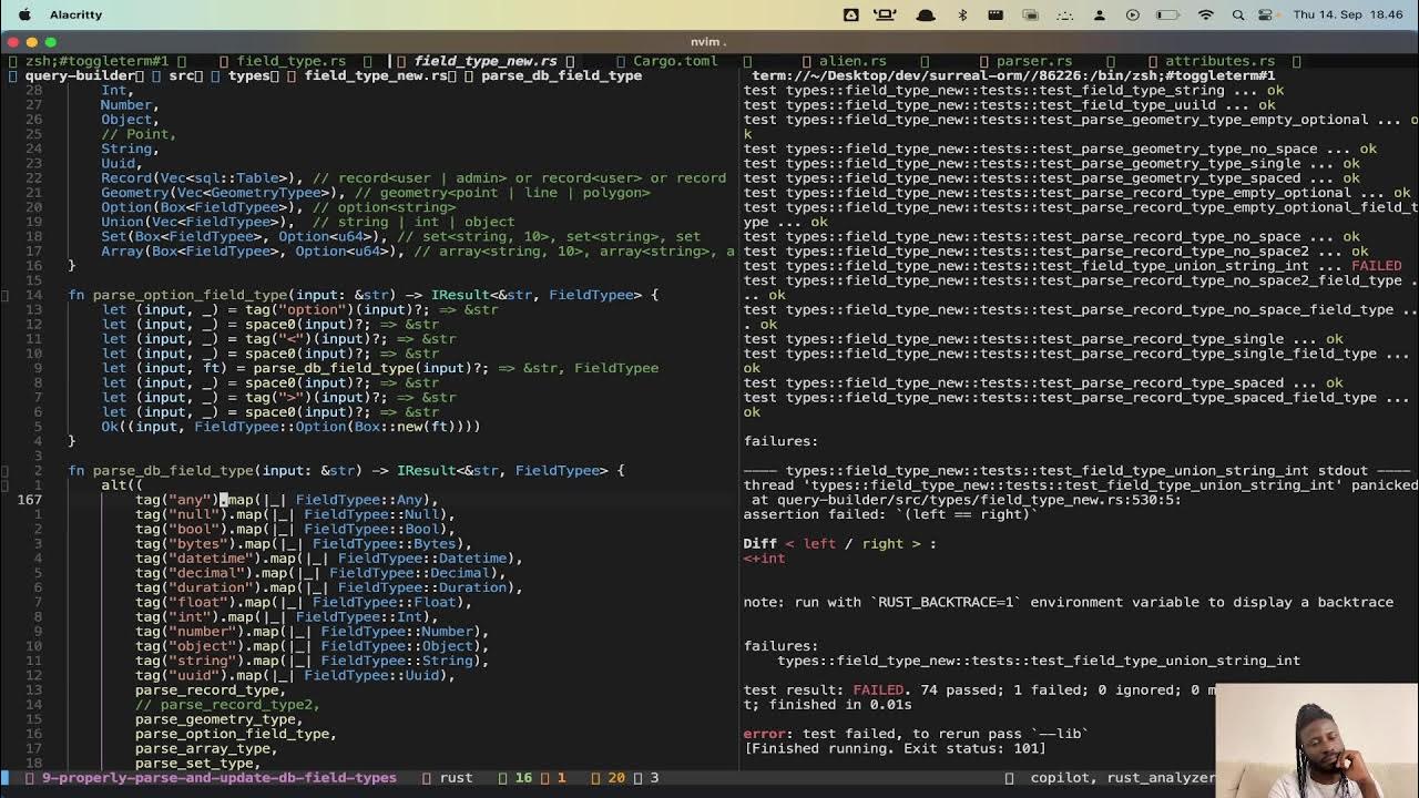 OSS: Rust, ORM, Combinatorial Parsing and database - YouTube