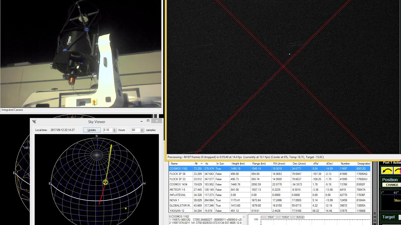 PlaneWave L-500, Path Derotation With Crosshairs, Steady Tracking - YouTube