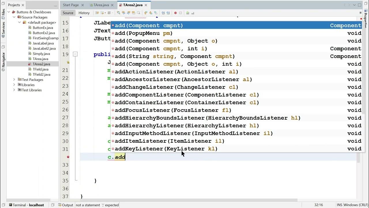 Java Swing: JTextArea & ActionListener & Count word in sentence - YouTube
