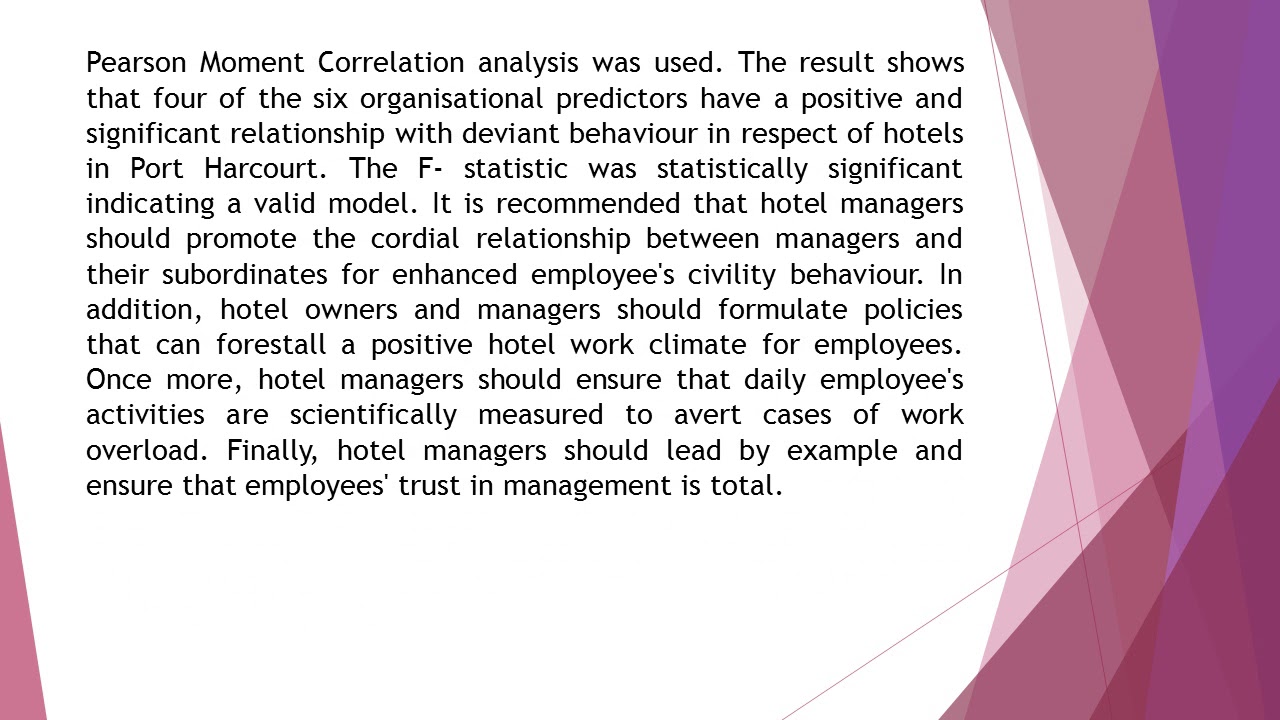 Organisational Predators of Workplace Deviant Behaviour in Hotel ...
