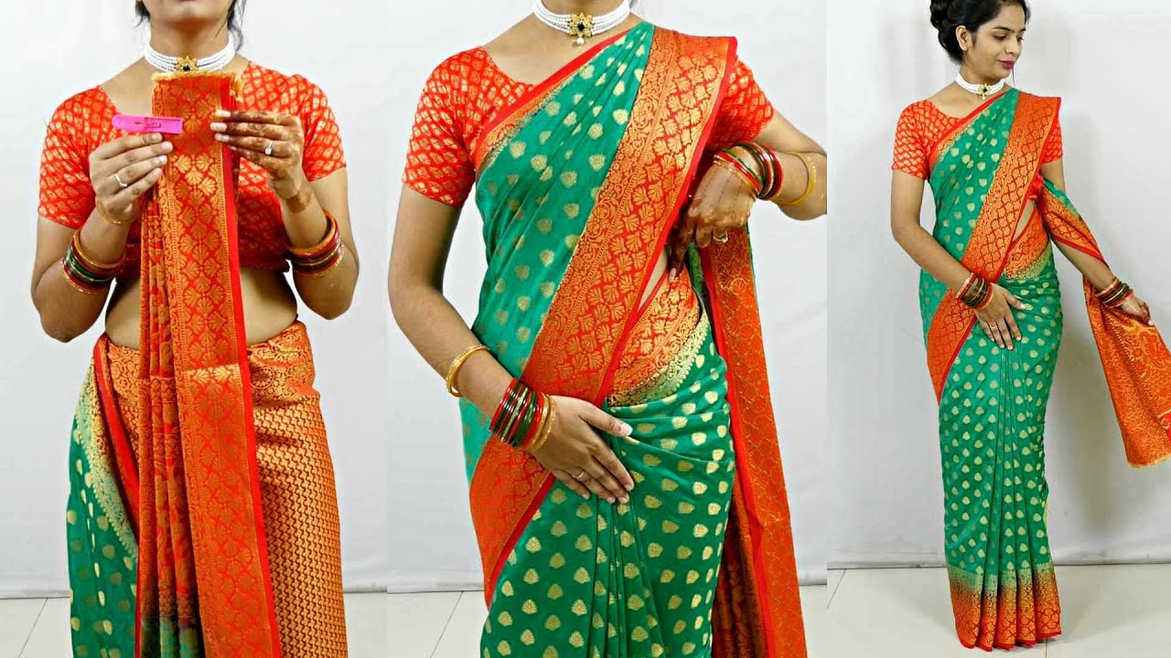 How to drape banarasi silk saree | perfect saree draping with perfect ...