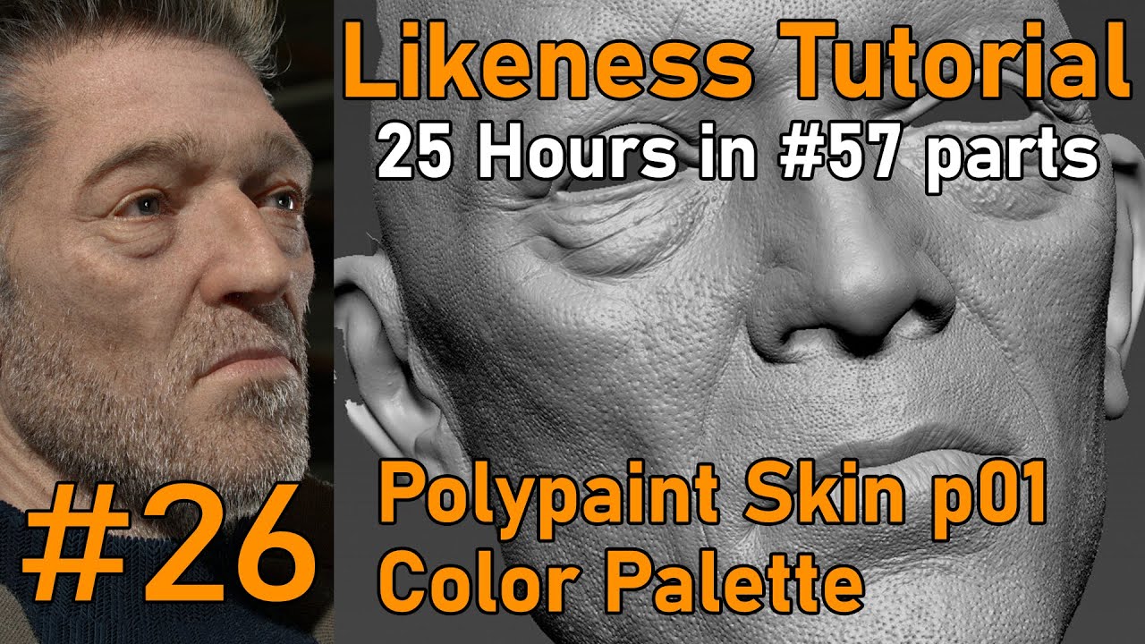 Likeness Tutorial PART 26 Polypaint Skin and making color palette - YouTube