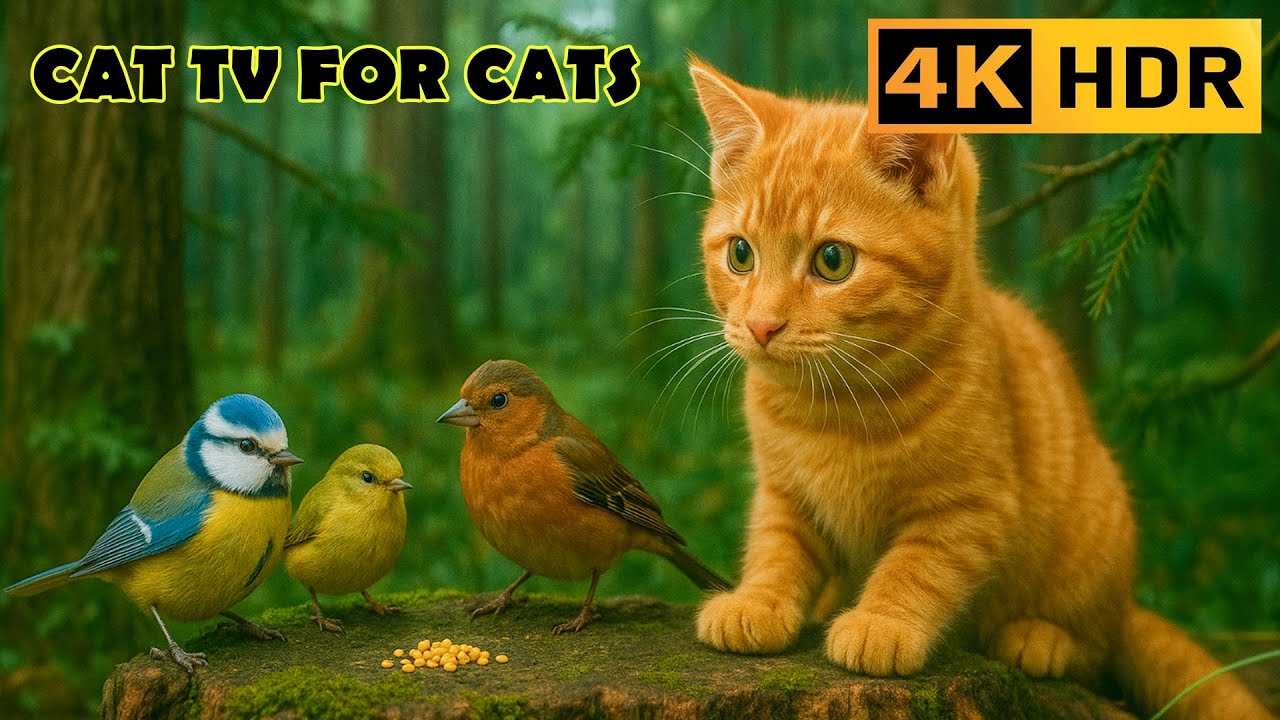 Cat TV for Cats to Watch 🍃 Birds Chirping and Squirrels Gathering Food ...