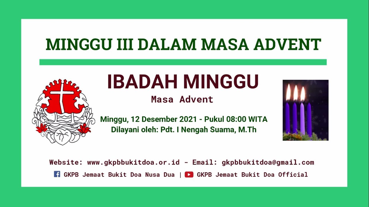 MINGGU III DALAM MASA ADVENT, MINGGU, 12 DESEMBER 2021 - YouTube