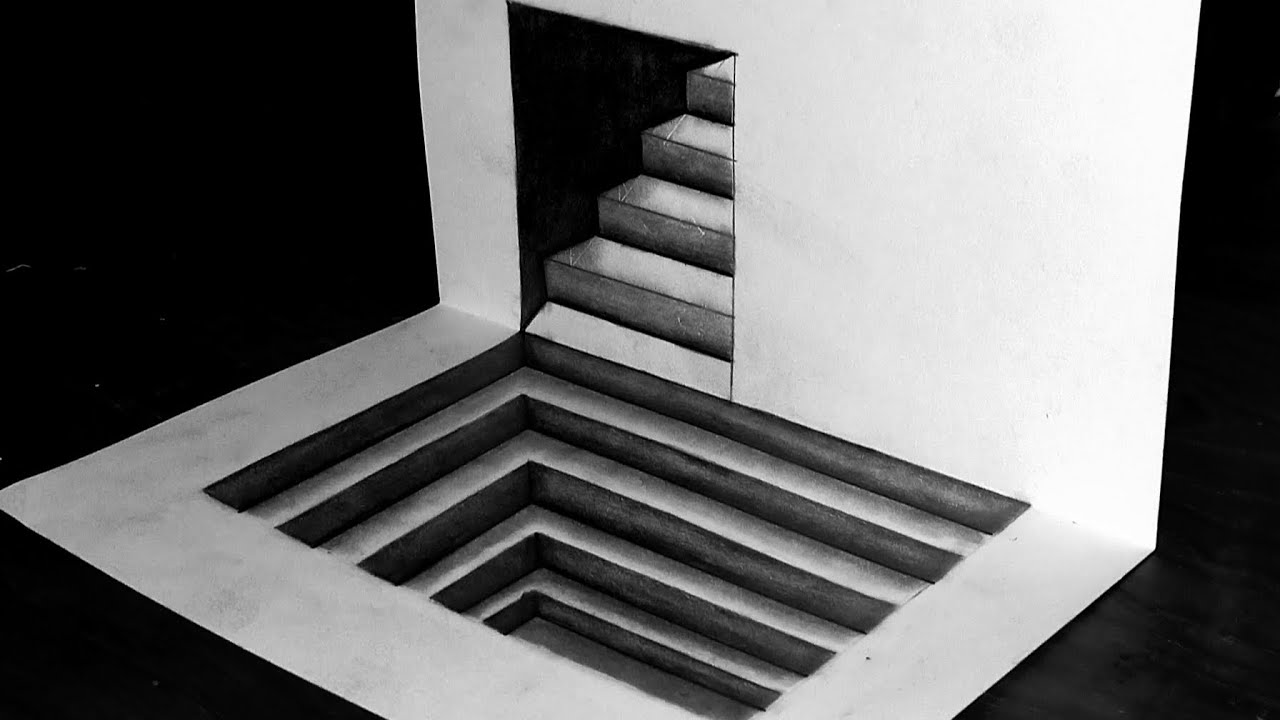 Draw a Simple Three-Dimensional Standing With a Pencil - YouTube