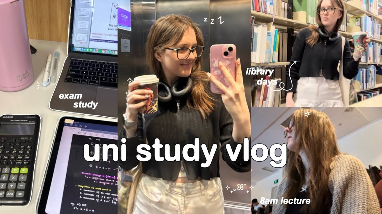 STUDY VLOG 📂 exam studying, long library days, 8am lecture & productive ...