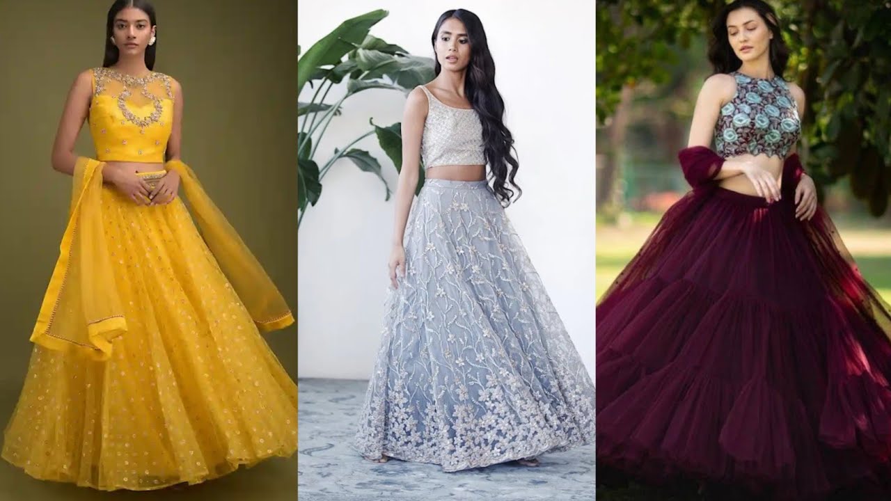 Designer net skirt with crop top || top quality skirts with top - YouTube