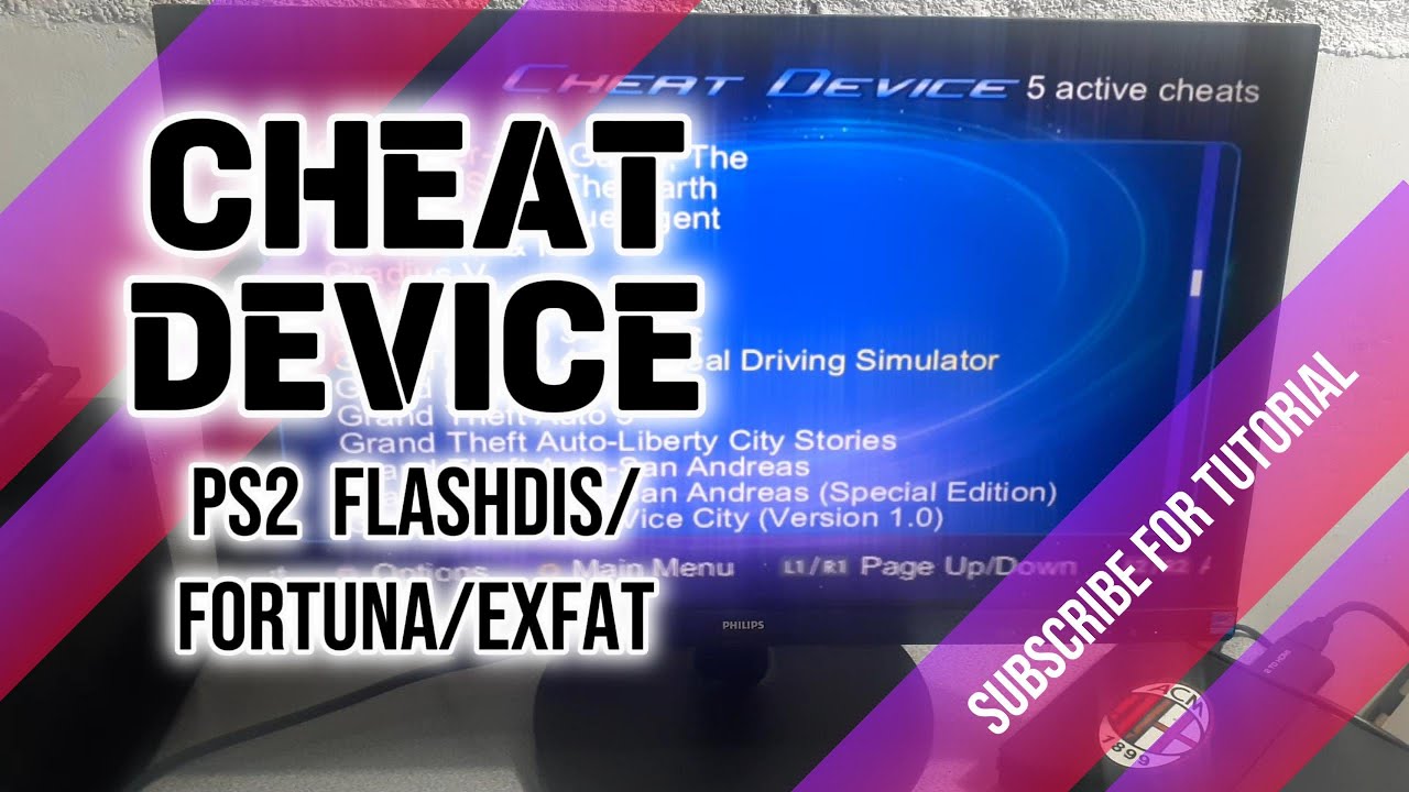 cheat device games ps2 slim / flashdisk / fortuna / exfat - YouTube