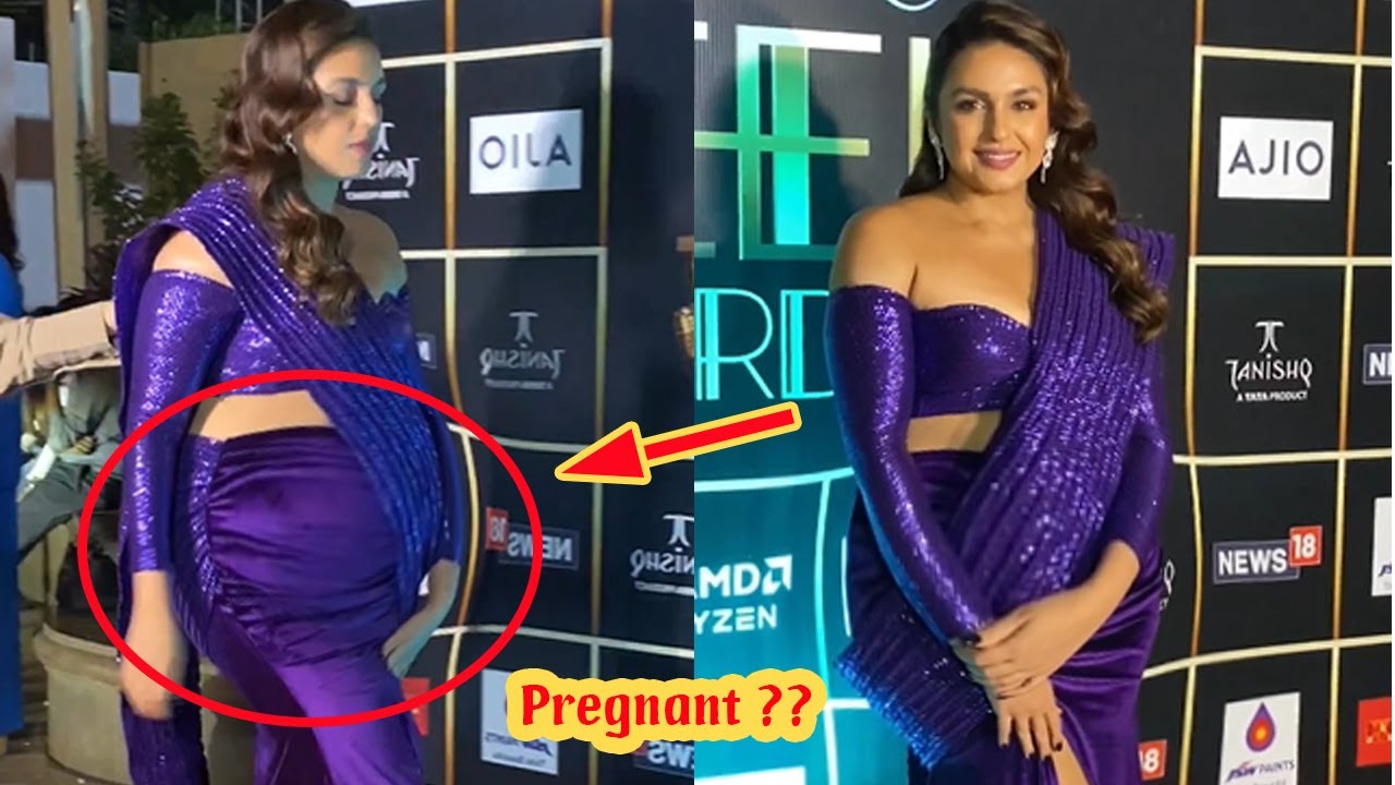 Heavily PREGNANT Huma Qureshi flaunting her Baby Bump at award Show ...