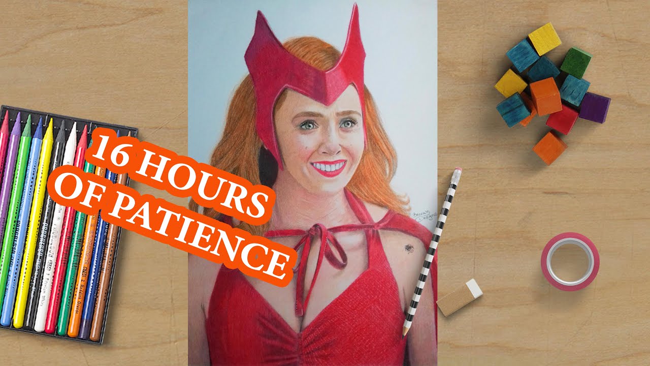 SCARLET WITCH WANDA REALISTC PENCIL DRAWING ELISABETH OLSEN wandavision ...