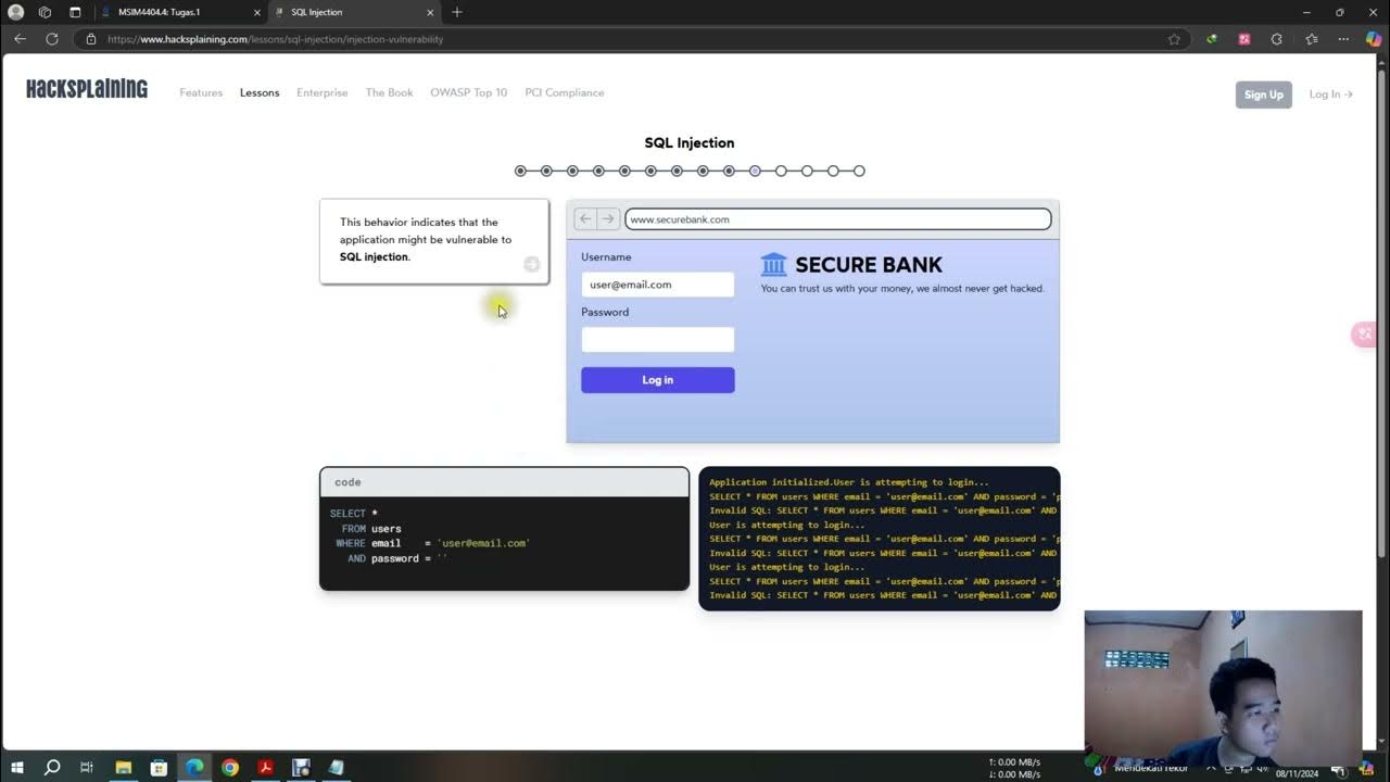 TUGAS 1 KEAMANAN JARINGAN (MSIM4404) | SQL INJECTION - YouTube