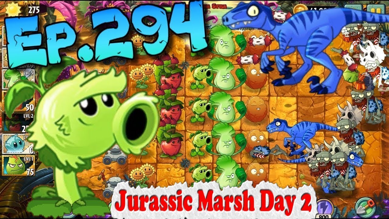 Plants vs. Zombies 2 - New Dinosaur Raptor - Jurassic Marsh Day 2 (Ep ...