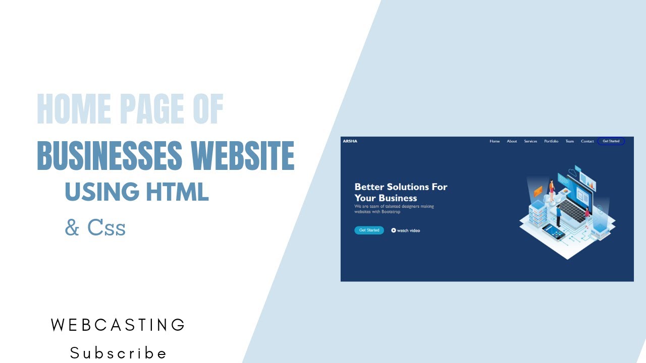 Home Page Of Business Website Using Html And Css Webcasting Youtube