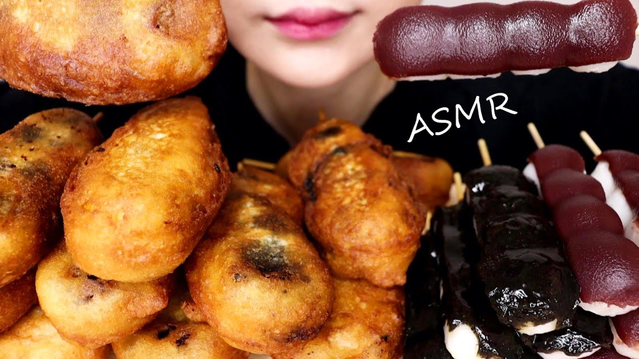 【大食い / 咀嚼音】あん団子ドッグ 黒ゴマ団子ドッグを食べる DEEP FRIED DANGO 【ASMR / MUKBANG ...