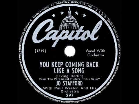 1946 Jo Stafford - You Keep Coming Back Like A Song - YouTube