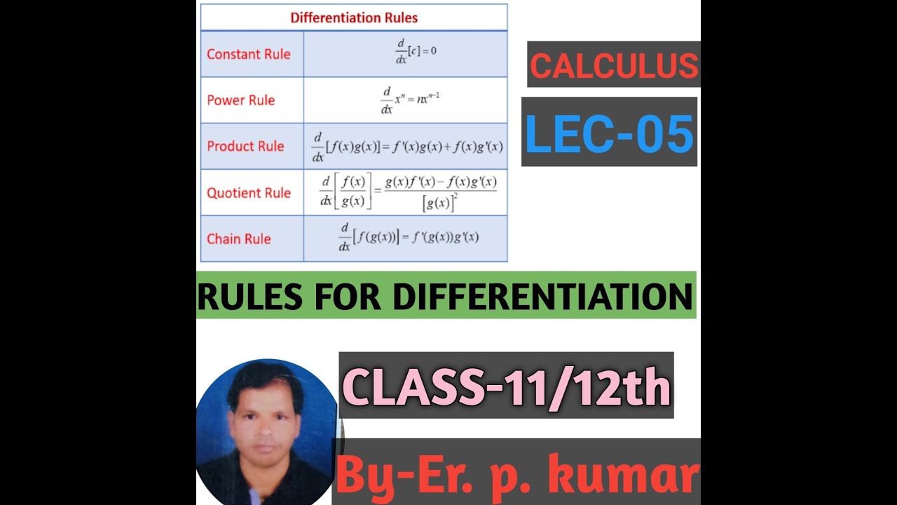 Rules for Differentiation #Lec-05 #Calculus @ class-11/12th/JEE @Part ...