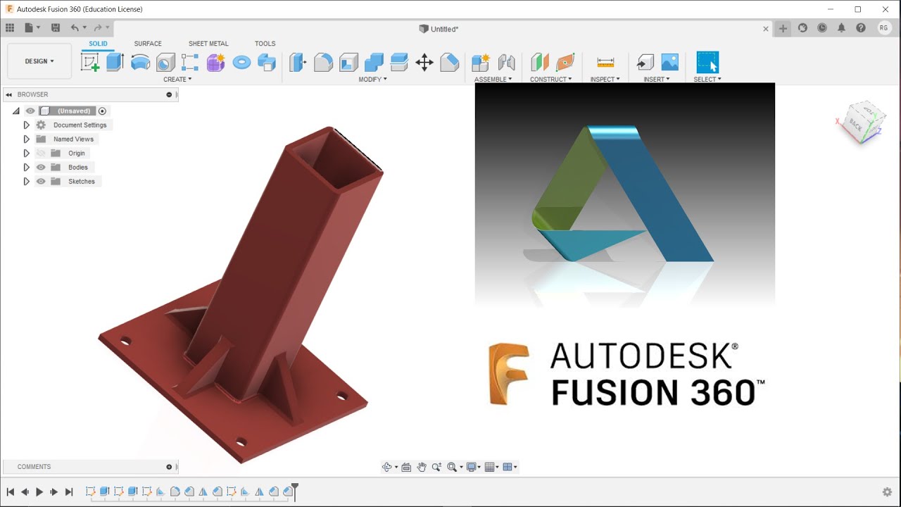 Fusion 360 Tutorial for Absolute Beginners CONSTRUCTION PIPE - YouTube