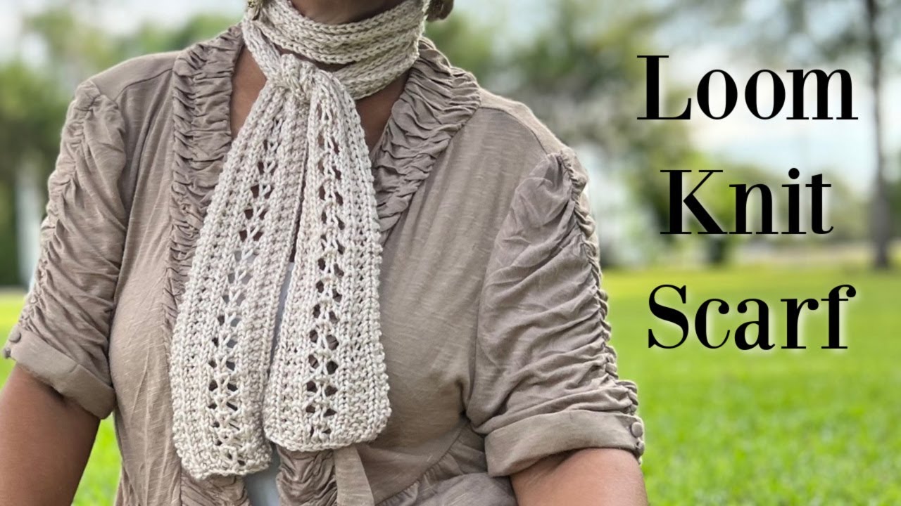 LoOM Knitting Scarf - Wheat and Garter Lace Stitch Skinny Summer ...