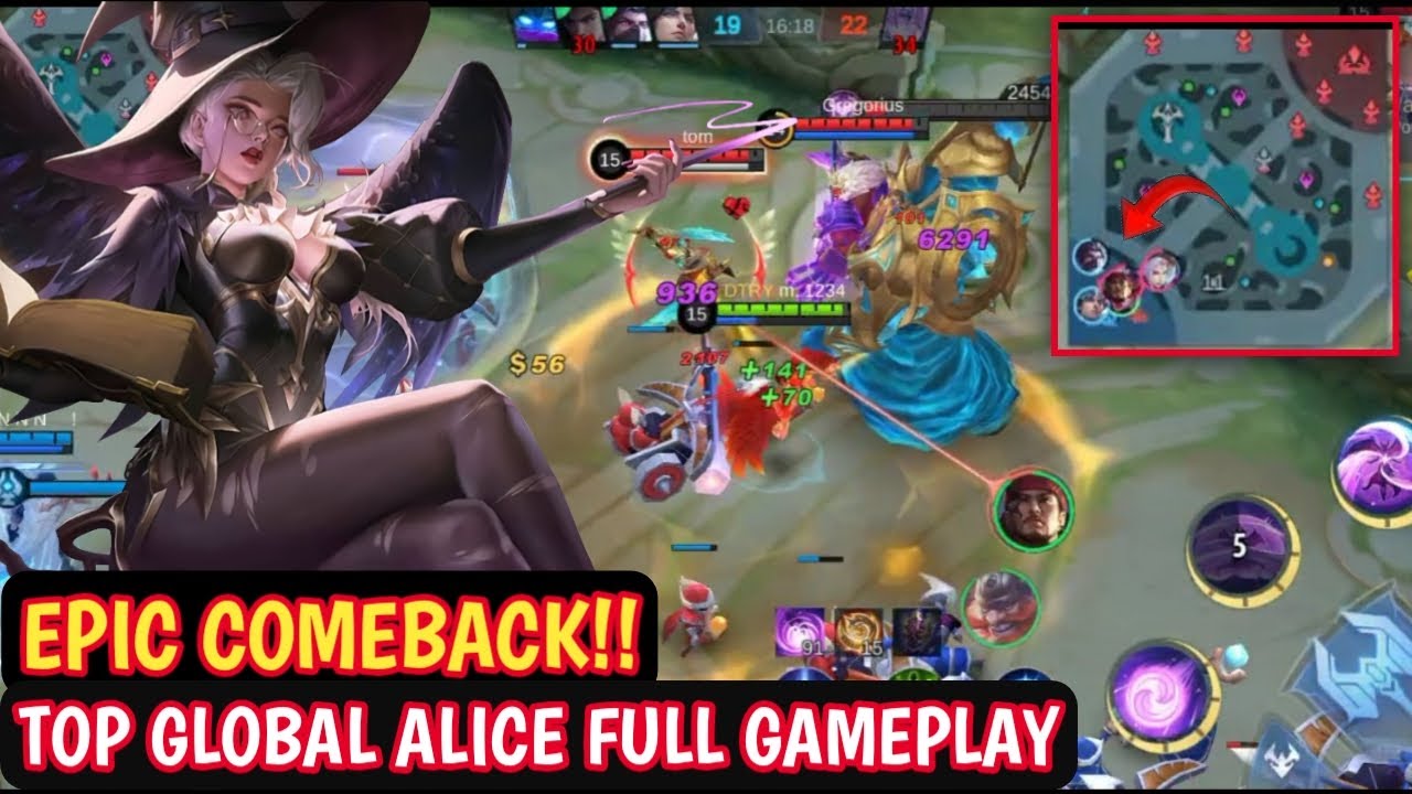 EPIC COMEBACK!! Top Global Alice Full Gameplay - Mobile Legends - YouTube
