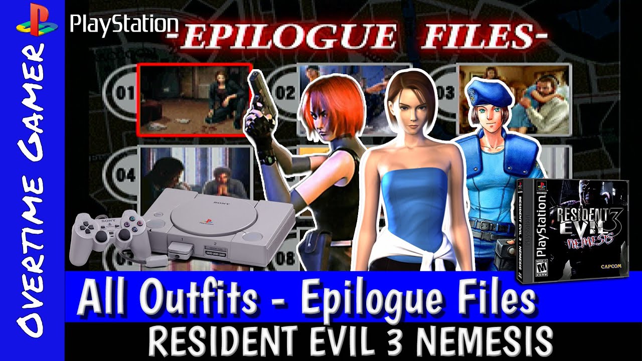 All Outfits & Epilogue Files in Resident Evil 3: Nemesis (PS1 ...