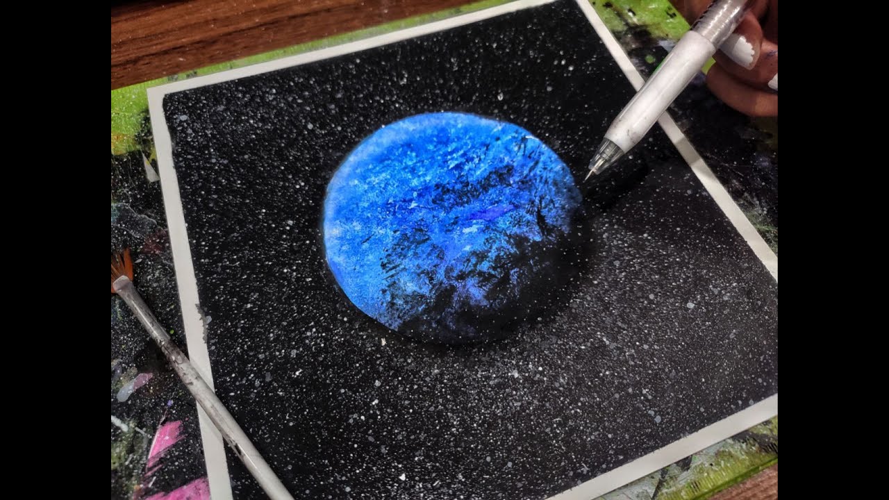 How to Draw a Fantasy Planet with Acrylics | Galactic Ar - YouTube