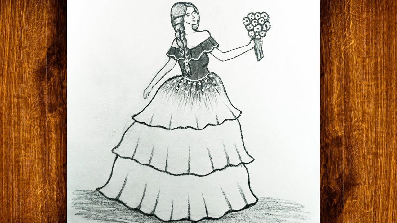 how to draw a girl holding a flower easy||girl drawing|pencil sketch ...