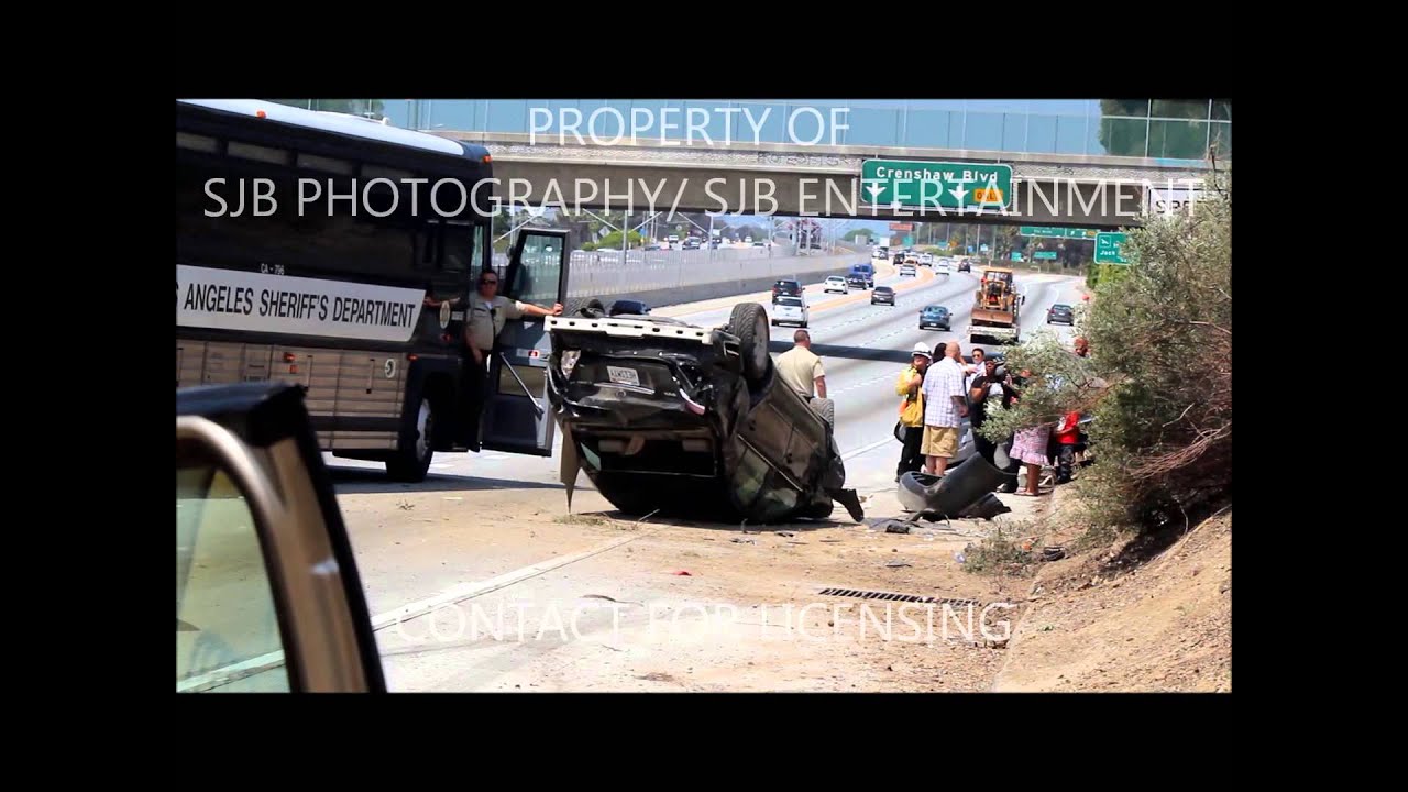 ROLL OVER CAR ACCIDENT ON THE W. 105 FWY - YouTube