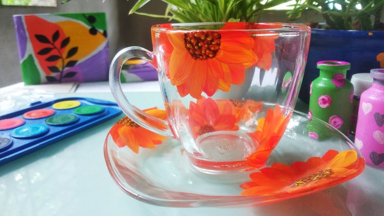 How to paint on glass|| Acrylic paintings on glass||Easy painting idea ...