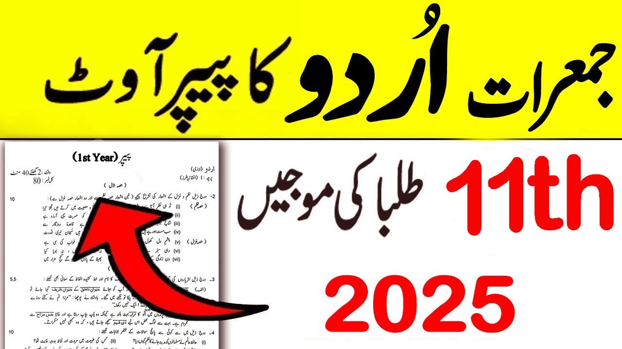 11th Class Urdu Final Paper 2025 | Guess Paper, Pairing Scheme, Top ...