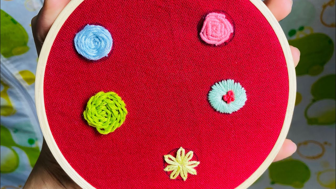 5 Easy Hand Embroidery Flowers for Beginners | തുടക്കക്കാര്ക്ക് ഈസിയായി ...