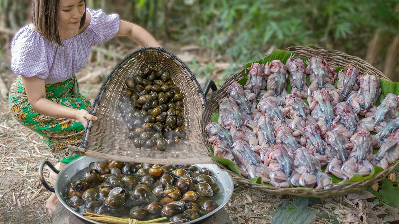 Braised Tasty Frogs and Steam Spicy Snails Recipe | Cooking Frogs ...