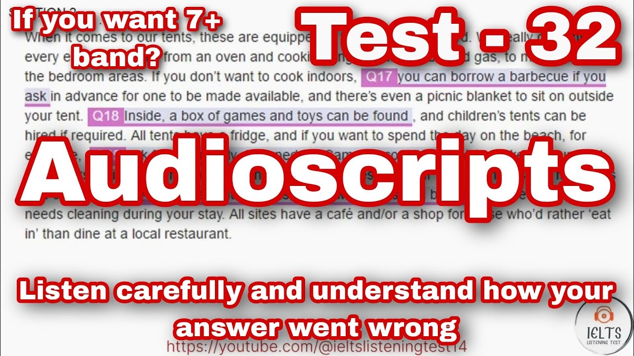 #TEST : 32 Audio Script | IMPROVE LISTENING SKILLS | VERY HARD ...