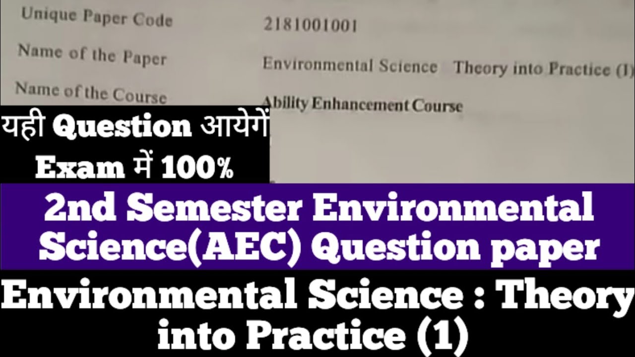 Sol du 2nd semester Environmental Science : Theory into Practice-1 ...