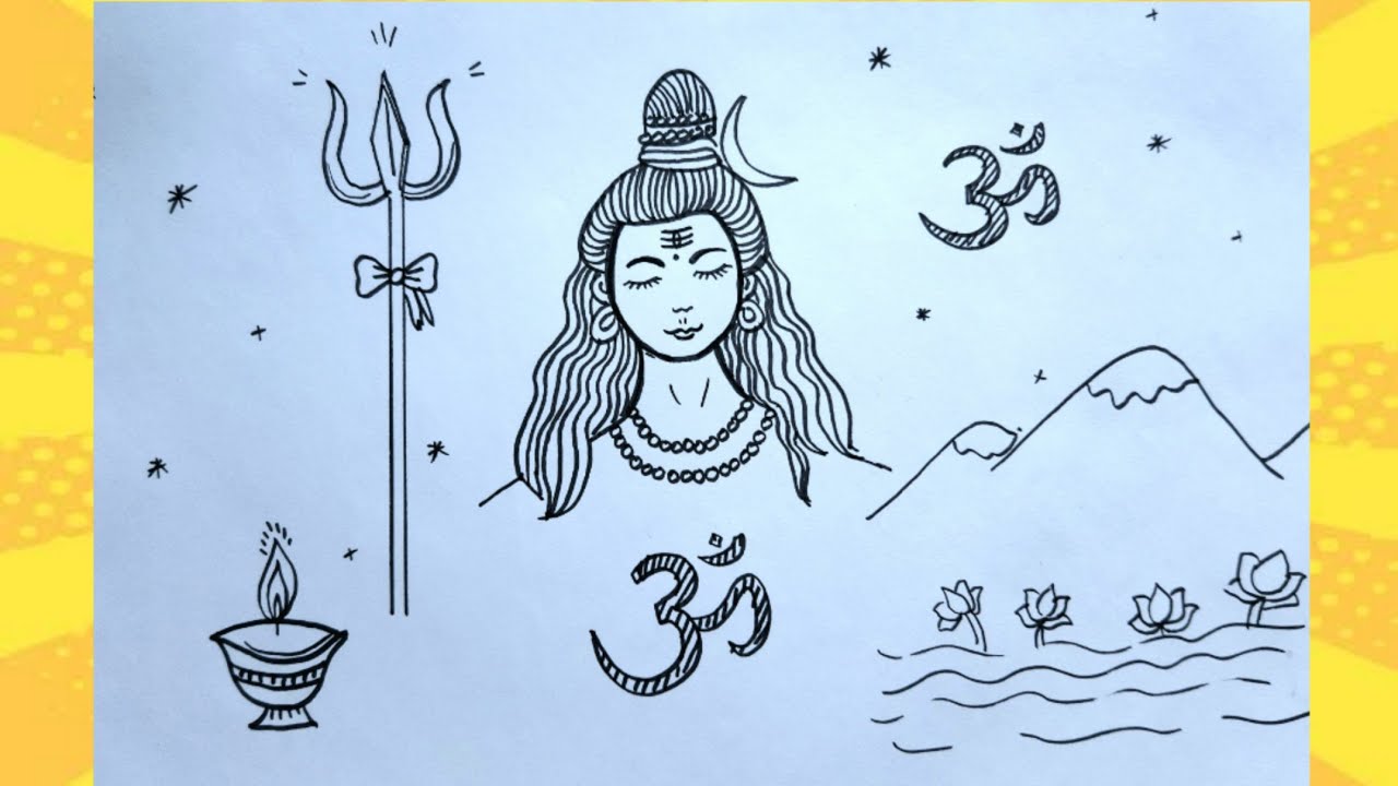 Mahadev drawing easy step by step / Har har Mahadev drawing tutorial ...