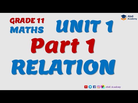 Maths Grade 11 Unit 1 | Relation and Function Part 1 Relation By Mr.Musa M. (MSc) of Ambo ...