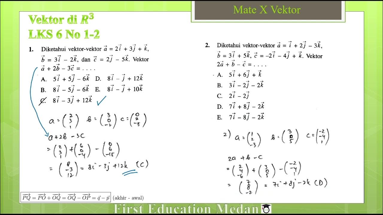 Bab 3 Vektor LKS 6 No 1, 2, 3 dan 4 Matematika X Minat: Diketahui ...