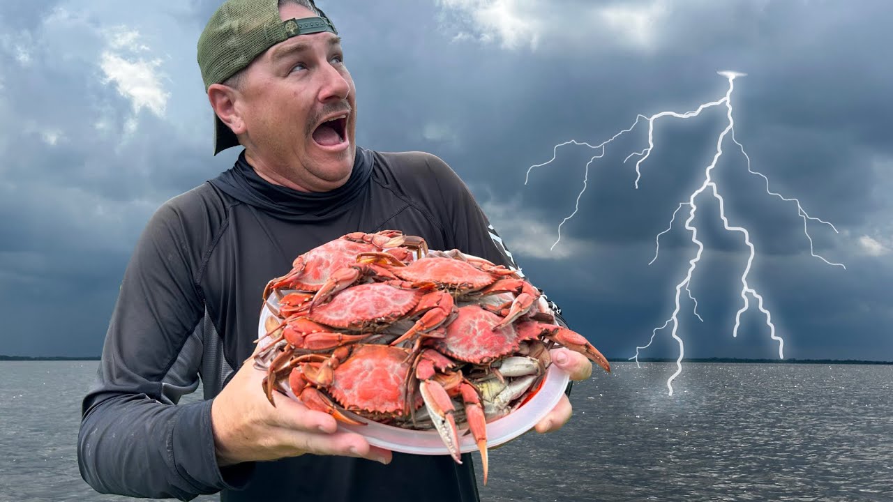 Racing a STORM to Load up on Blue CRABS - YouTube