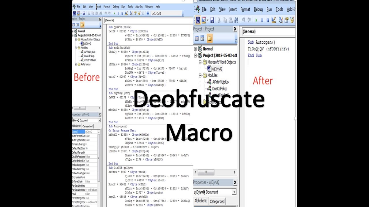 Deobfuscate malicious macro - YouTube