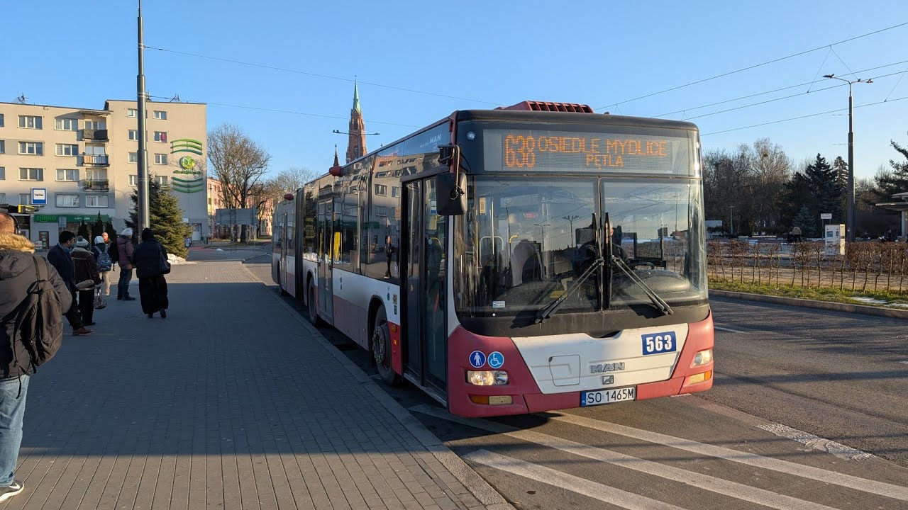 POWRÓT!!! MAN NG323 Lion's City G #563 (PKM Sosnowiec) Przejazd przez ząbkowice na linii 638 ...