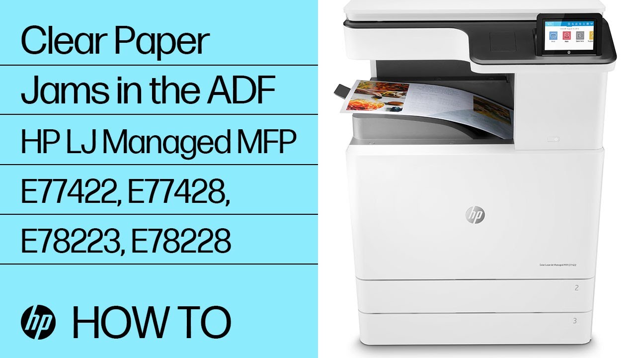 Clear Paper Jams In The ADF HP Color LaserJet Managed MFP E77422 clear-paper-jams-in-the-adf-hp-color-laserjet-managed-mfp-e77422