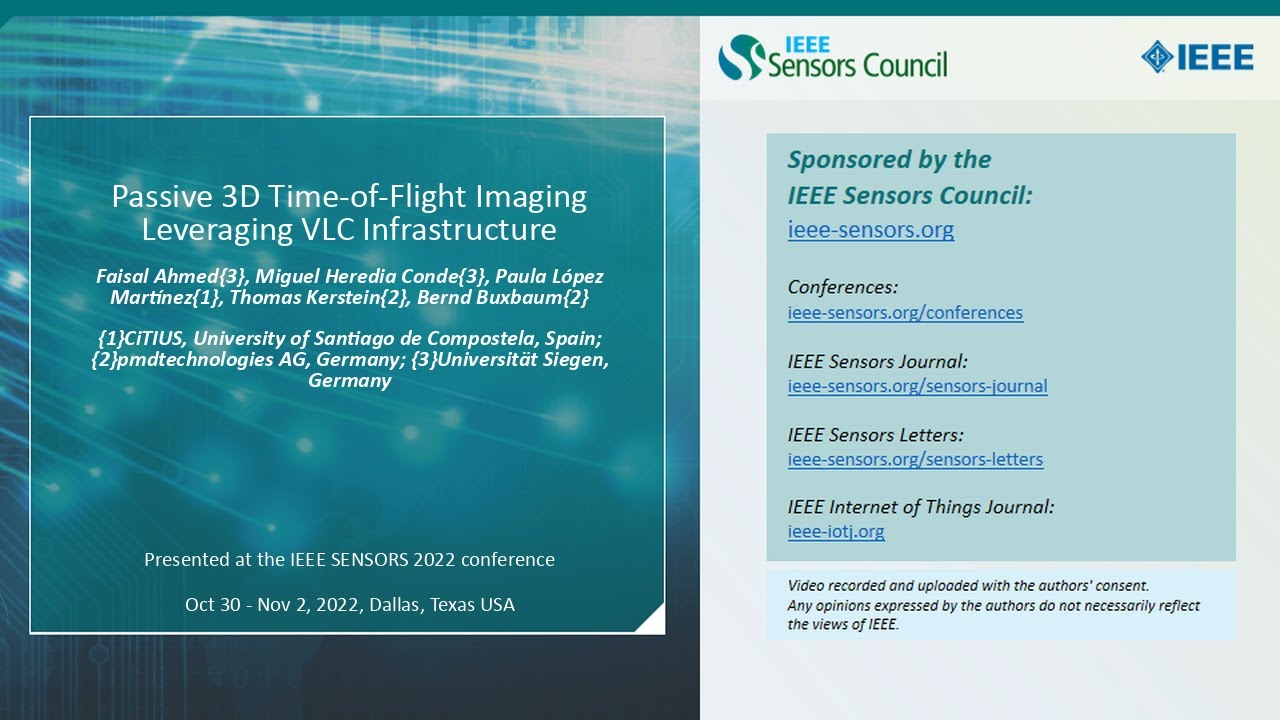 Passive 3D Time-of-Flight Imaging Leveraging VLC Infrastructure - YouTube