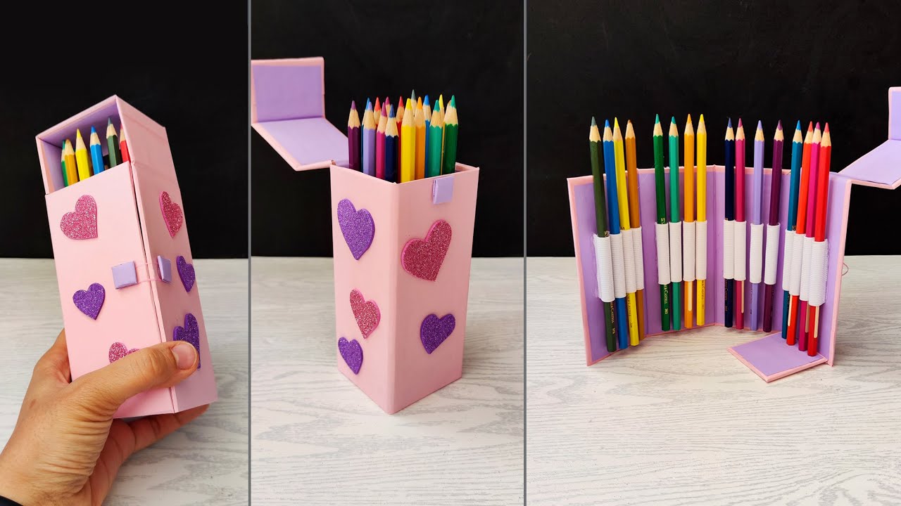 Make a creative pencil holder||how to make a Practical pencil case ...